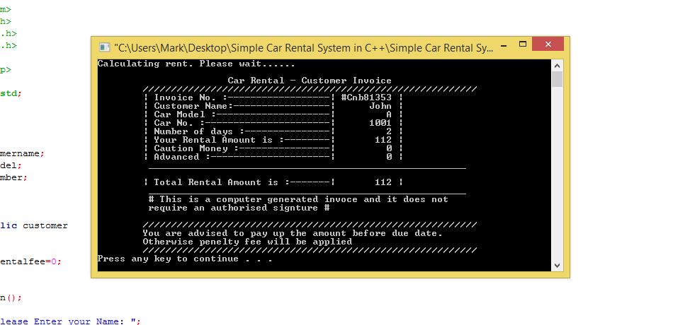 Simple Car Rental System in C++ Free Source Code | SourceCodester
